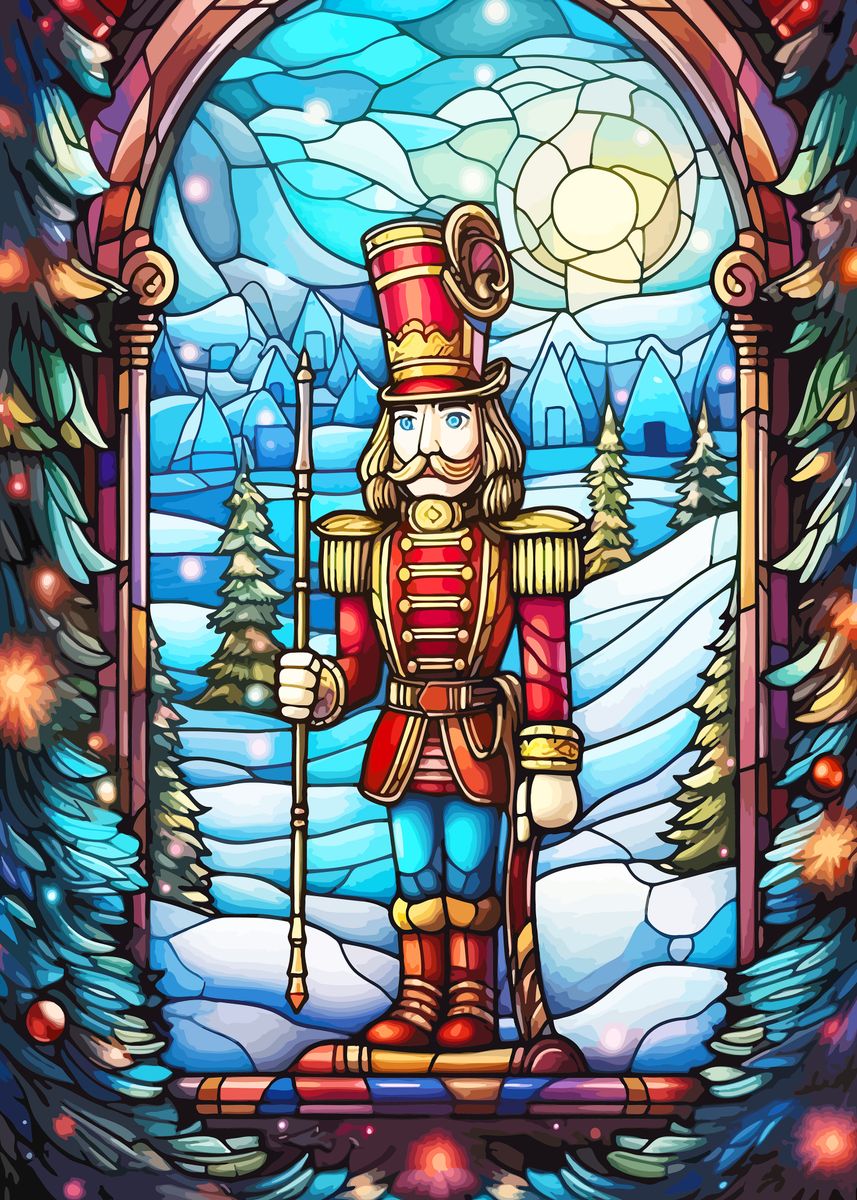 'Stained Glass Nutcracker' Poster, picture, metal print, paint by P Art ...