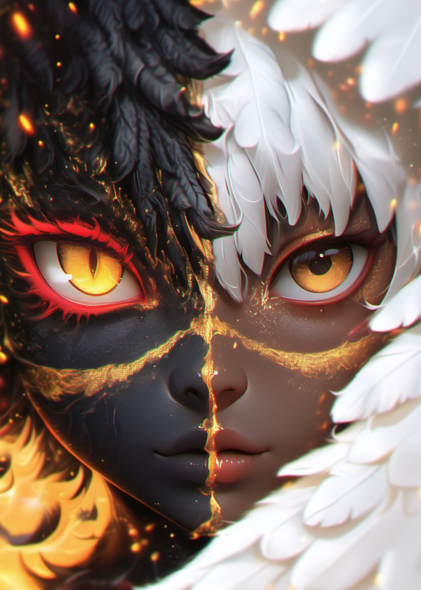 'Angel and Demon Face' Poster, picture, metal print, paint by shakes ...