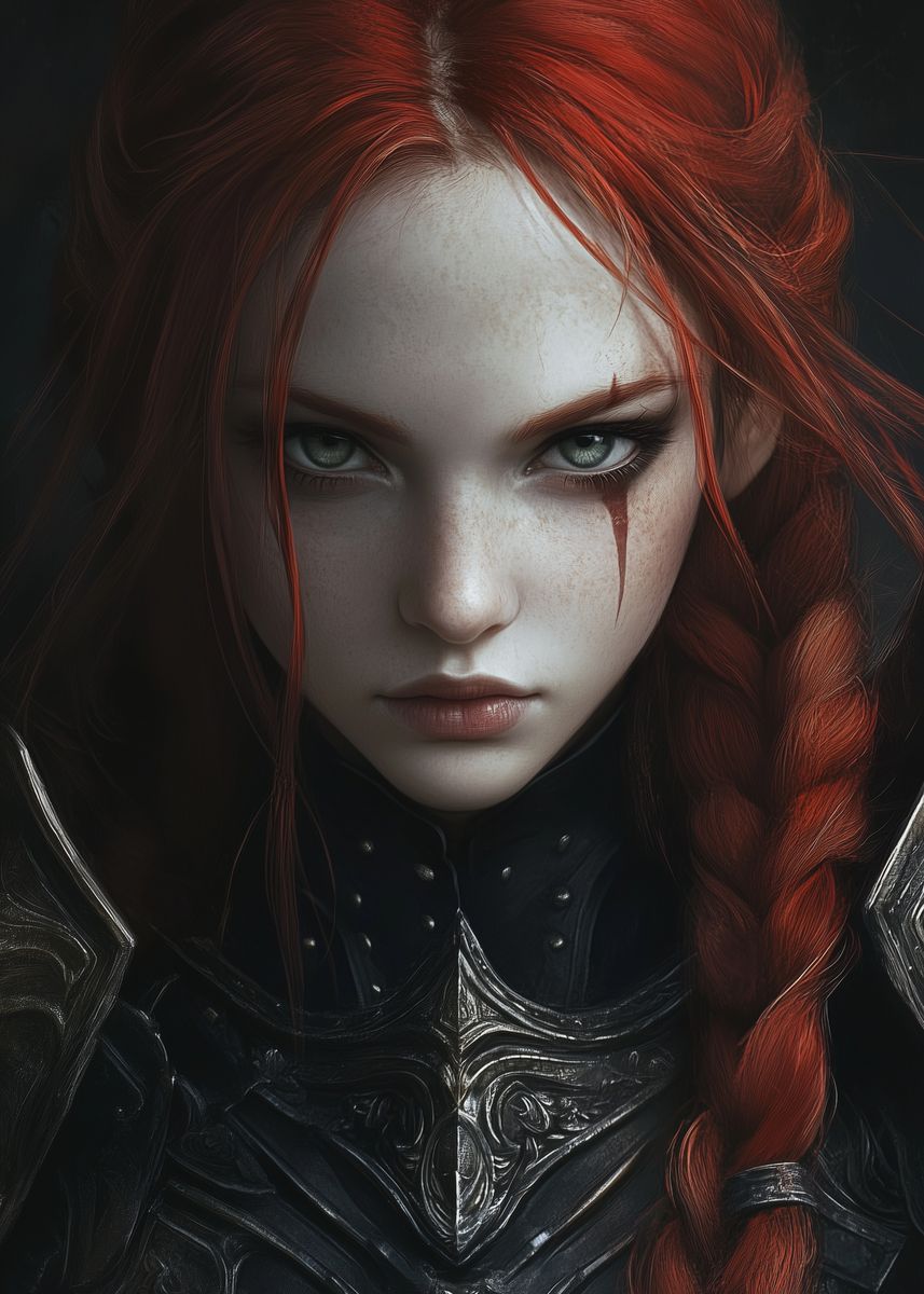 'Red-Haired Warrior Woman' Poster, picture, metal print, paint by ...