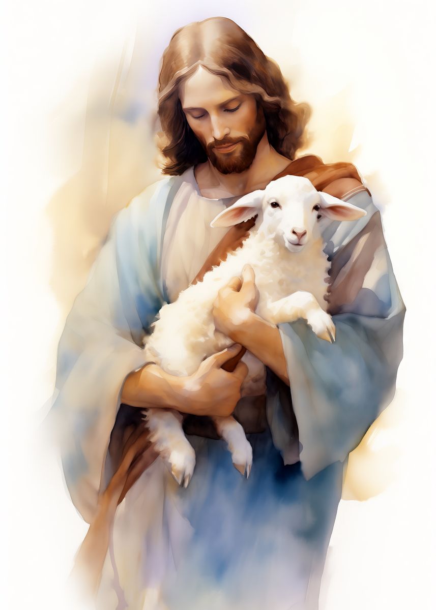 'Jesus Christ - The Good Shepherd' Poster, picture, metal print, paint ...