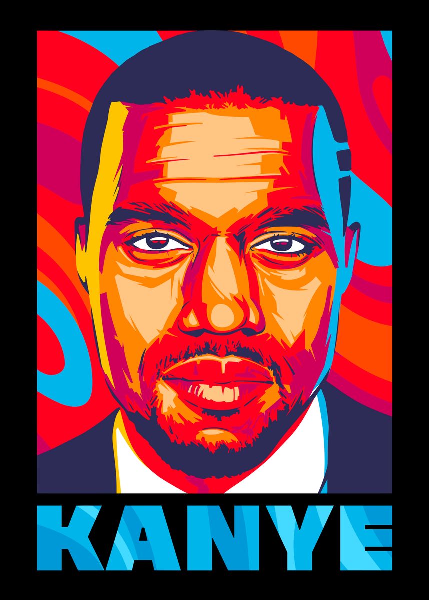 'Kanye West Pop Art Portrait' Poster, picture, metal print, paint by ...