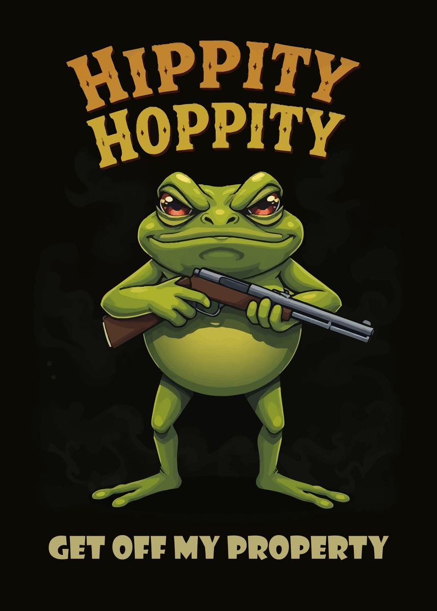 'Frog with Shotgun Funny' Poster, picture, metal print, paint by ...