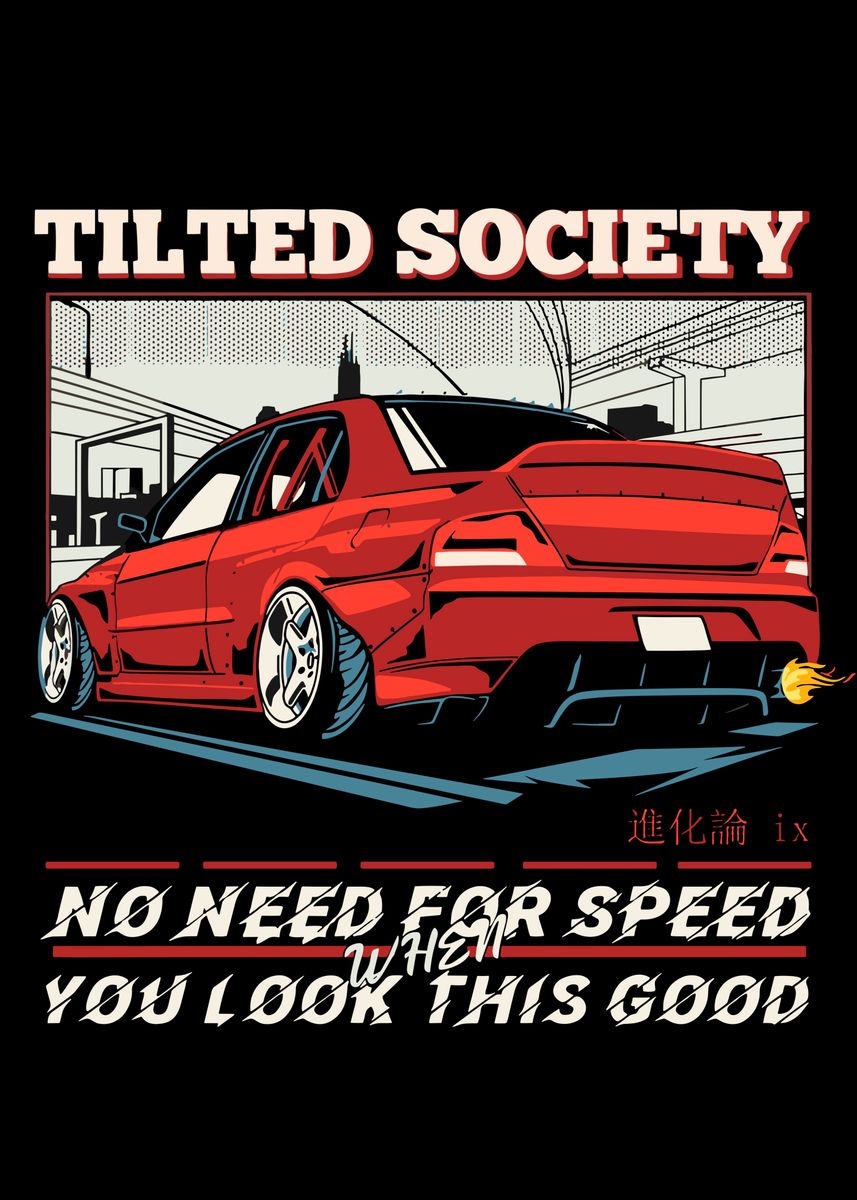 'Tilted Society Car Graphic' Poster, picture, metal print, paint by ...