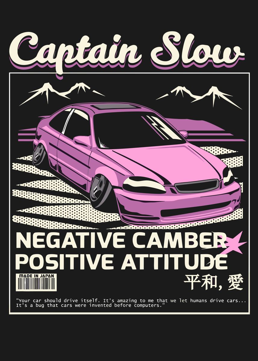 'Captain Slow Car Graphic' Poster, picture, metal print, paint by ...