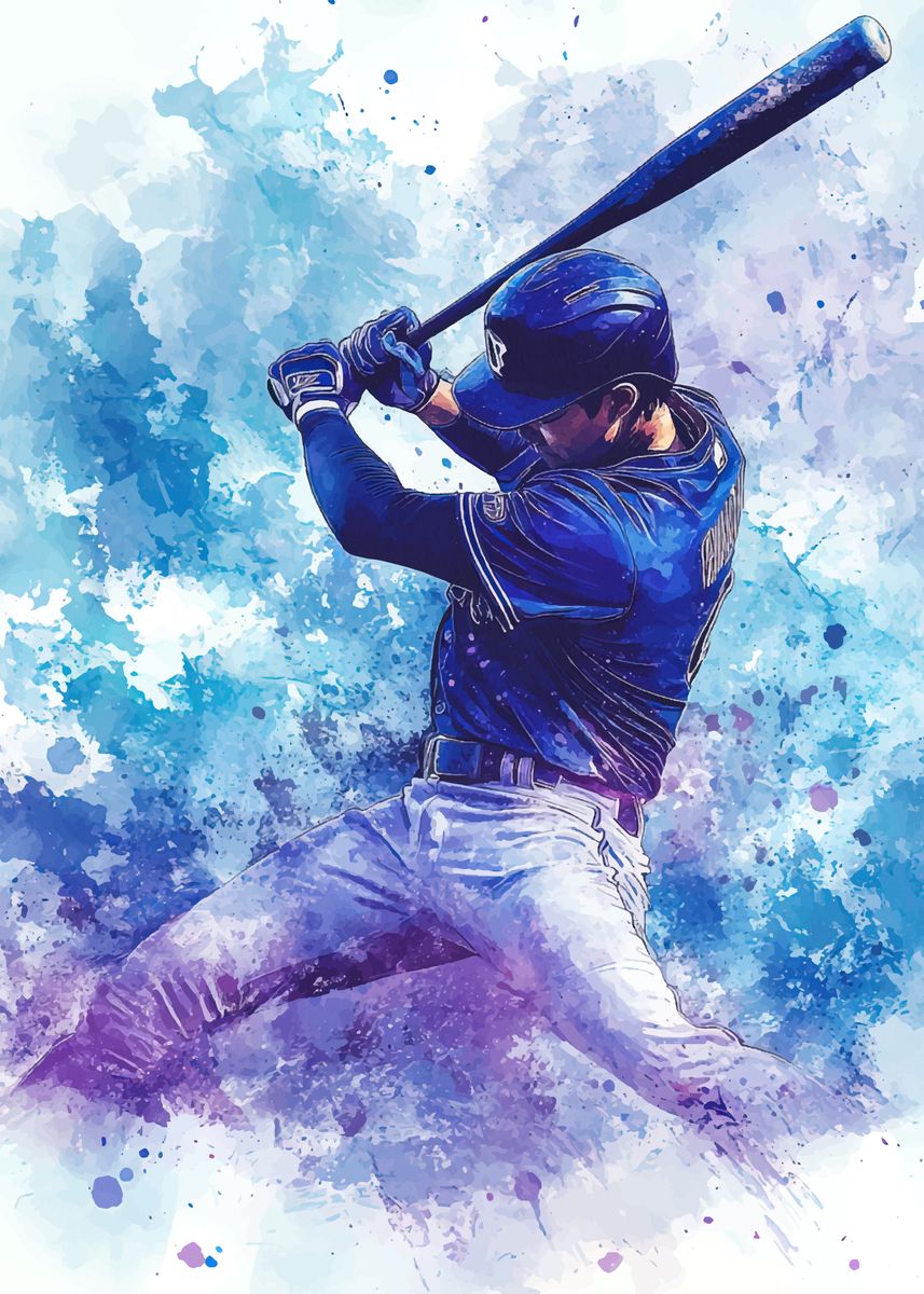 'Baseball Swing Watercolor' Poster, picture, metal print, paint by Ayla ...
