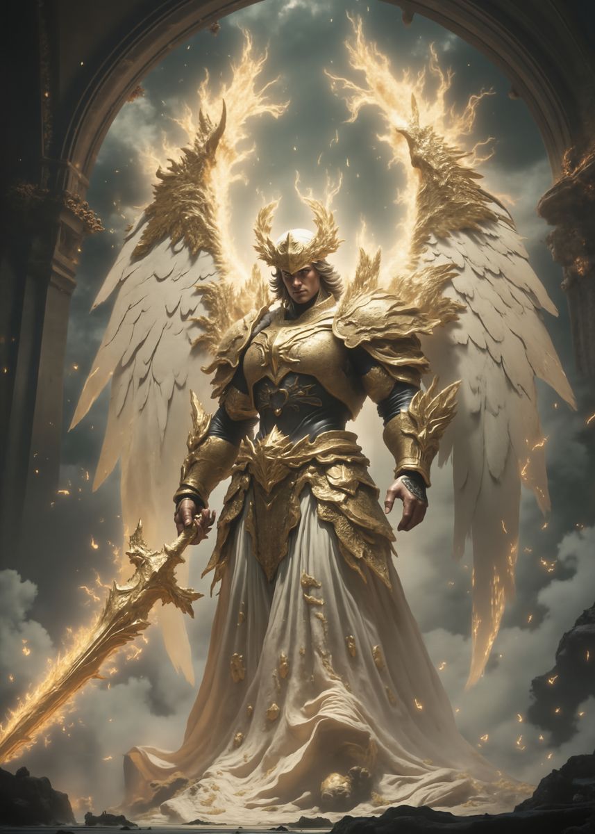 'Golden Angel Warrior' Poster, picture, metal print, paint by Krzysztof ...