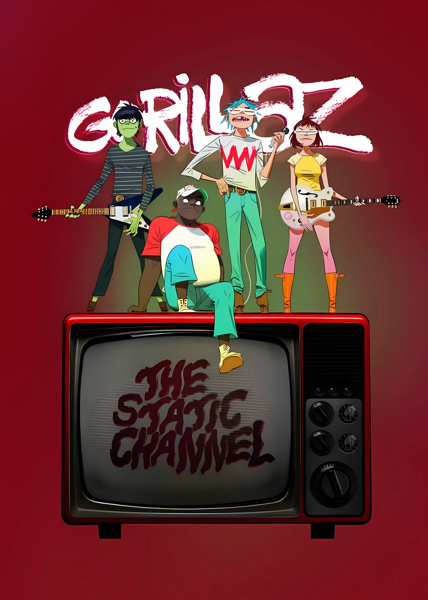 'Gorillaz The Static Channel' Poster, picture, metal print, paint by ...