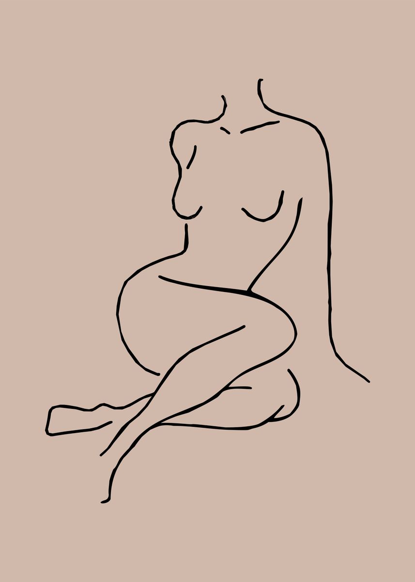 'Line Art Female Figure' Poster, picture, metal print, paint by ...