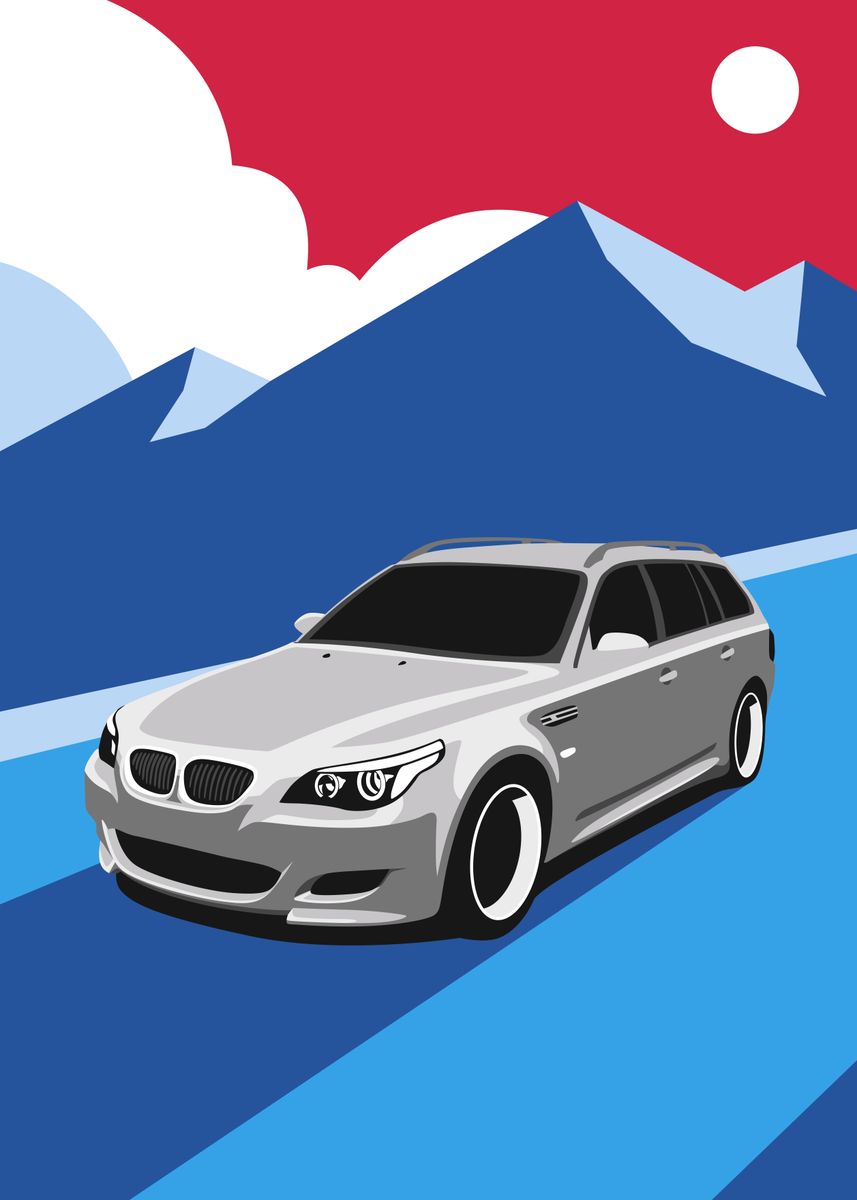 'BMW E61 M5' Poster, picture, metal print, paint by Muezzahero | Displate