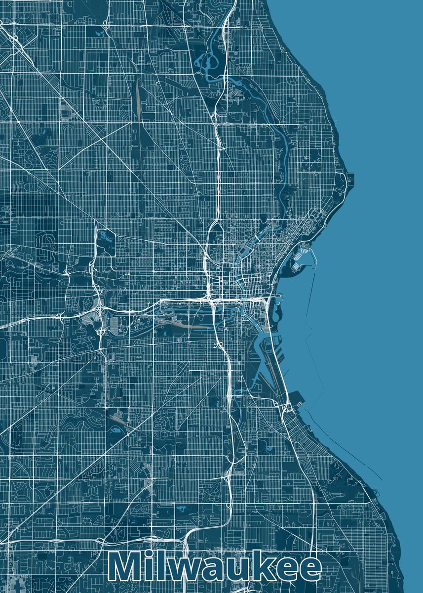 'Milwaukee City Map' Poster, picture, metal print, paint by Sam Kal ...