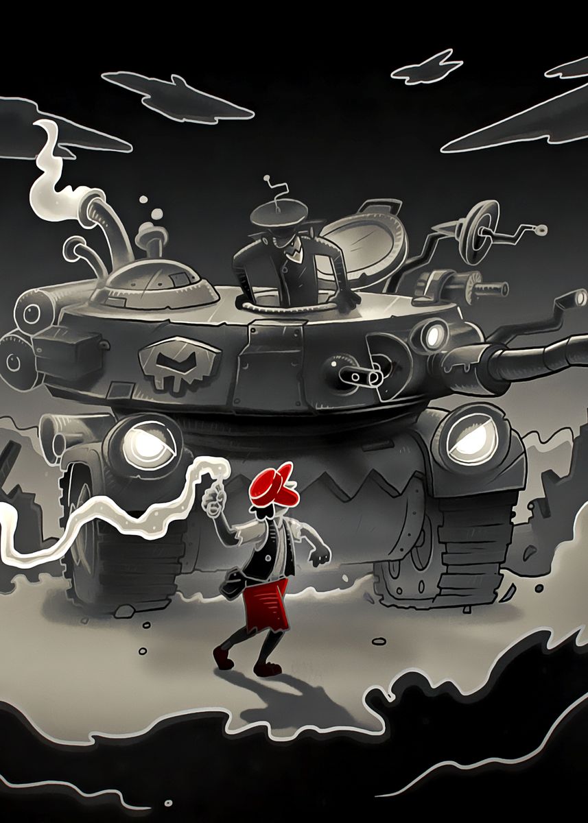 'Steampunk Tank & Boy' Poster, picture, metal print, paint by MJ ...