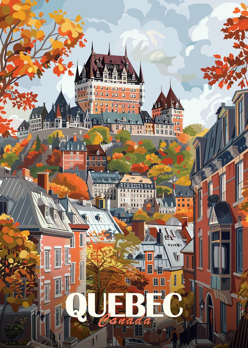'Quebec City Autumn' Poster, picture, metal print, paint by Mason Scott ...