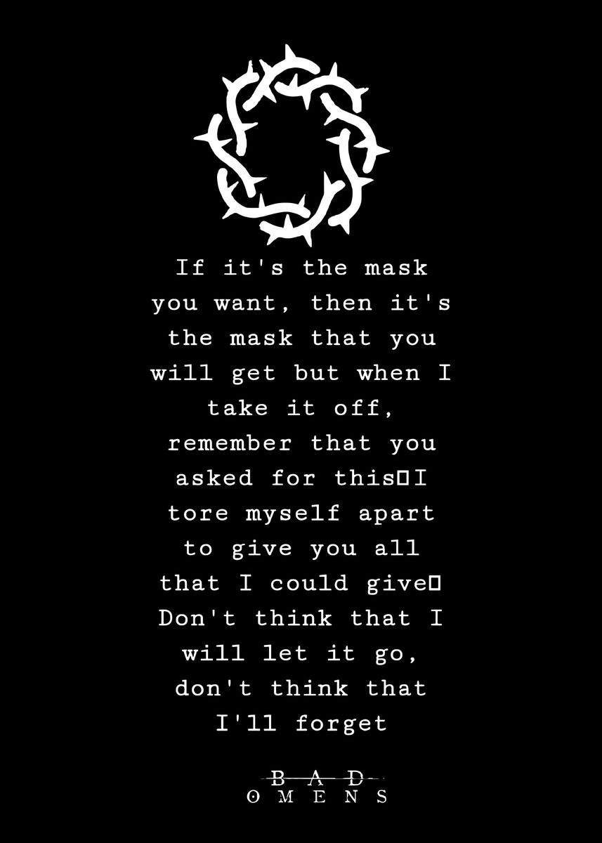 'Lyric bad omens' Poster, picture, metal print, paint by Bendrat Core | Displate