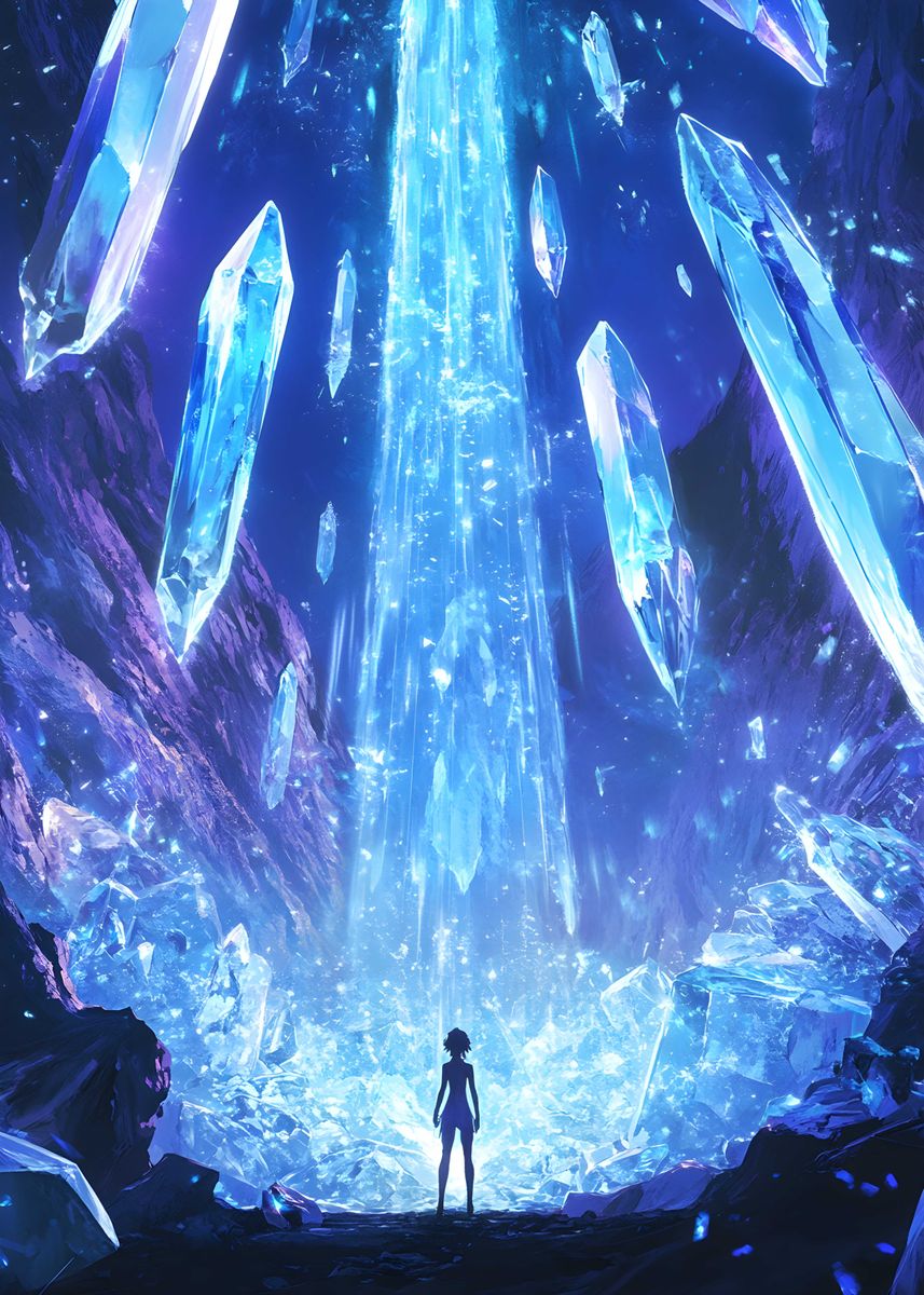 'Crystalline Waterfall Nature' Poster, picture, metal print, paint by ...