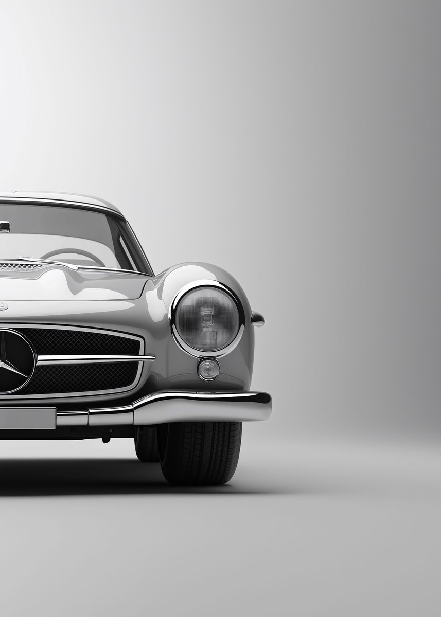'Silver Mercedes-Benz 300 SL' Poster, picture, metal print, paint by ...