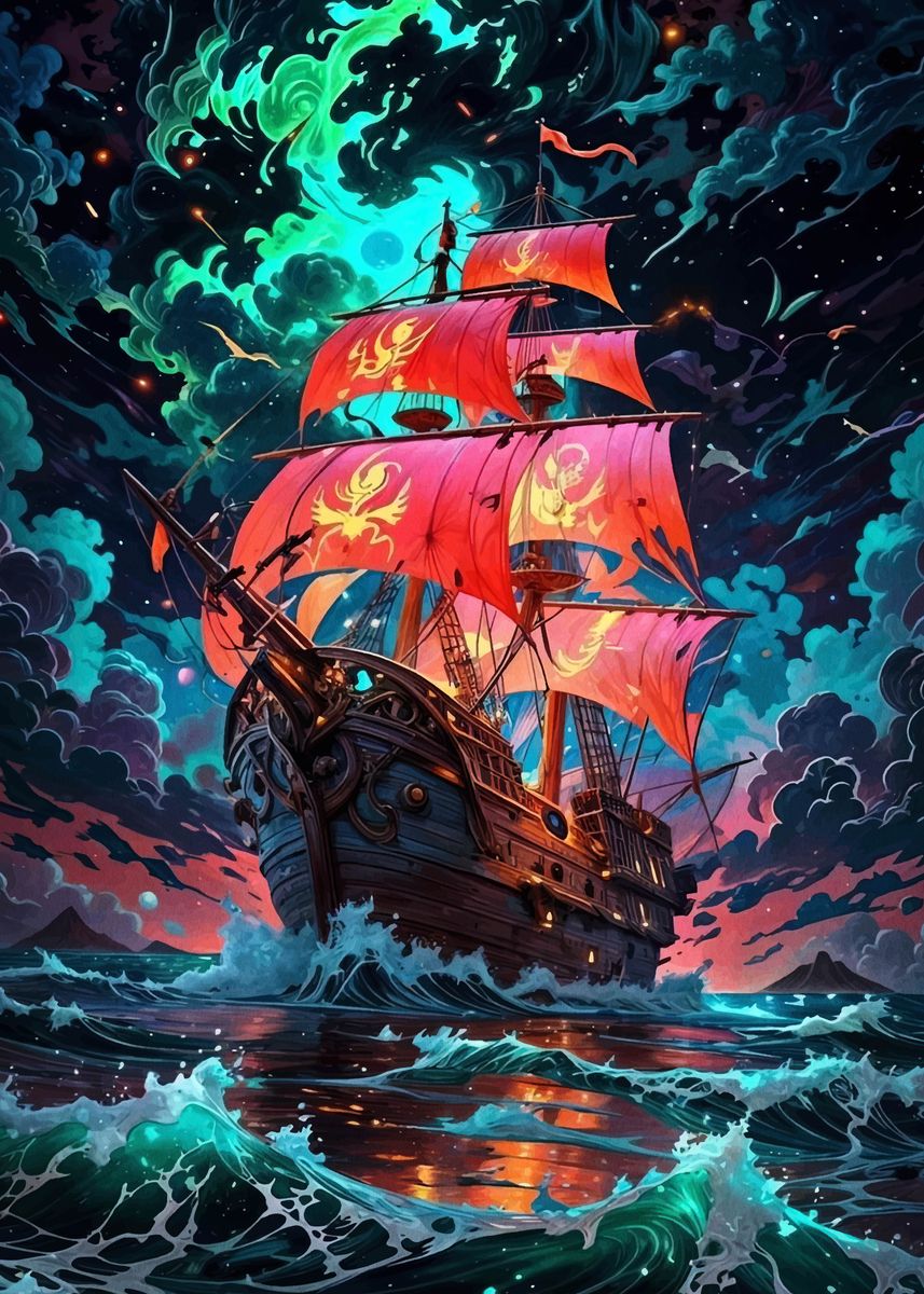 'Sailing Through the Stars' Poster, picture, metal print, paint by ...