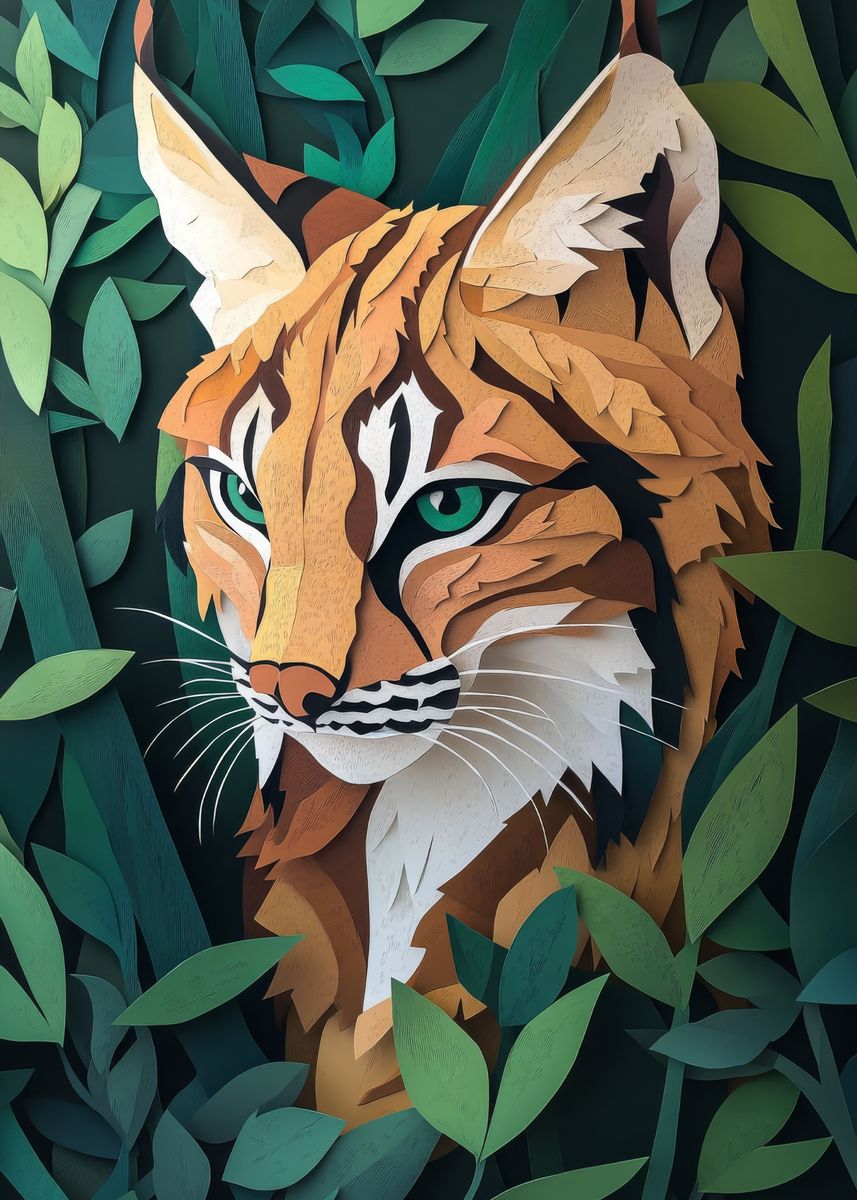'Papercraft Lynx' Poster, picture, metal print, paint by Mason Clark ...