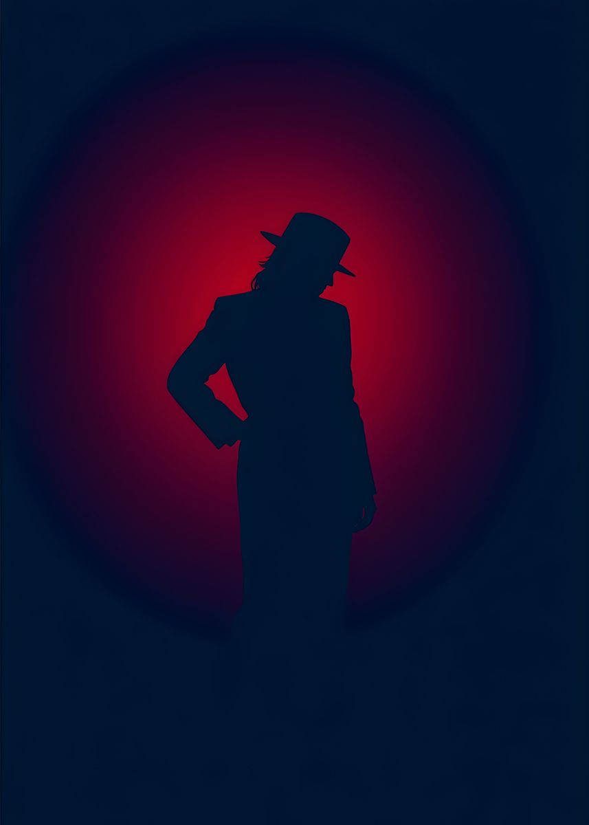 'Silhouette in Red Light' Poster, picture, metal print, paint by ...