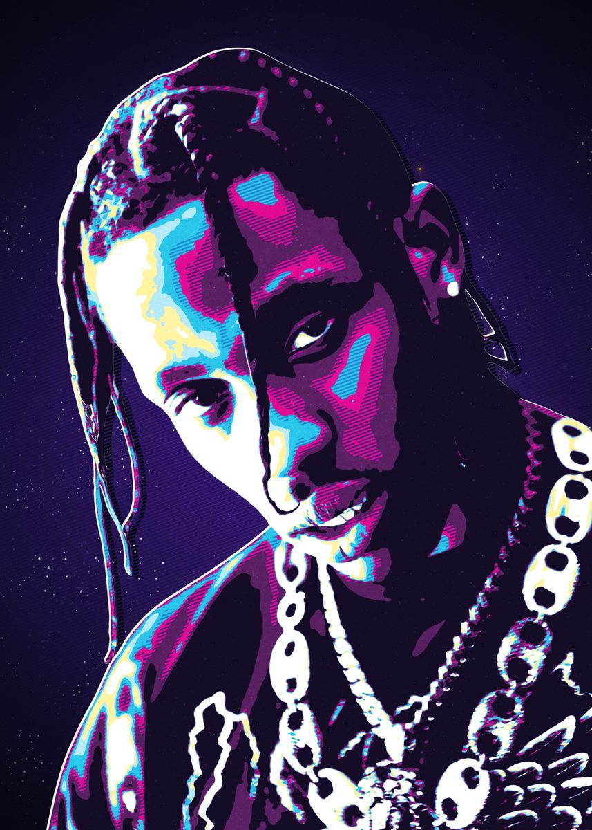 'Travis Scott Pop Art Portr' Poster, picture, metal print, paint by ...