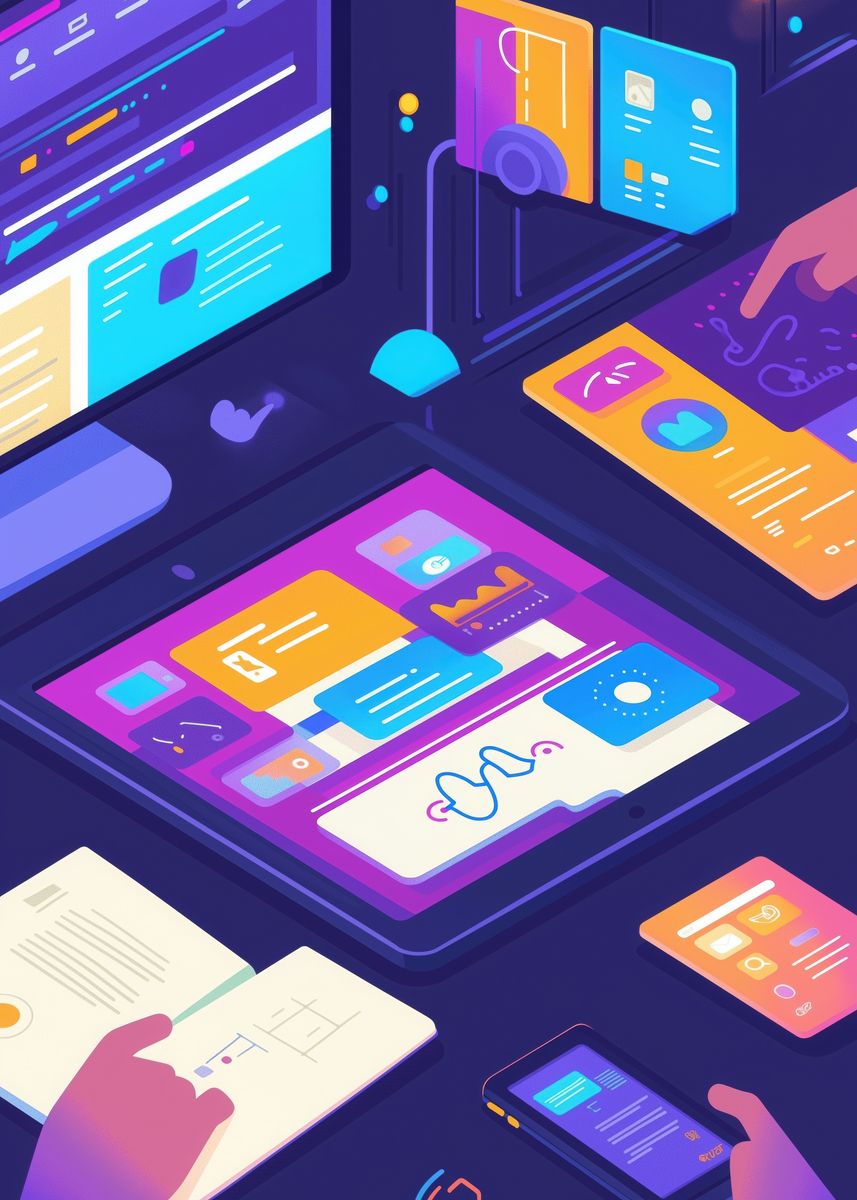 'Digital Interface Design' Poster, picture, metal print, paint by ...