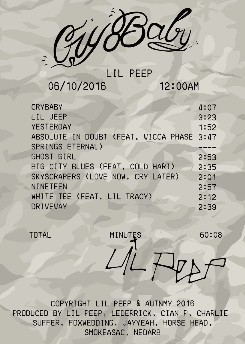 'Lil Peep Cry Baby Album Cover' Poster, picture, metal print, paint by ...