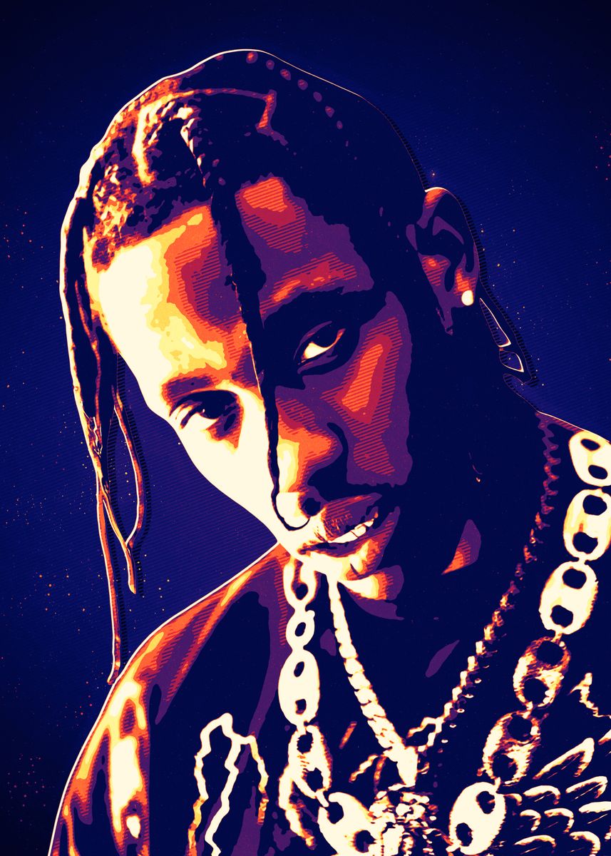 'Travis Scott Portrait' Poster, picture, metal print, paint by maxmoen ...