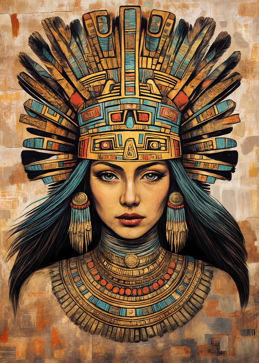 'Tribes Woman - Peru - Aztec' Poster, picture, metal print, paint by ...