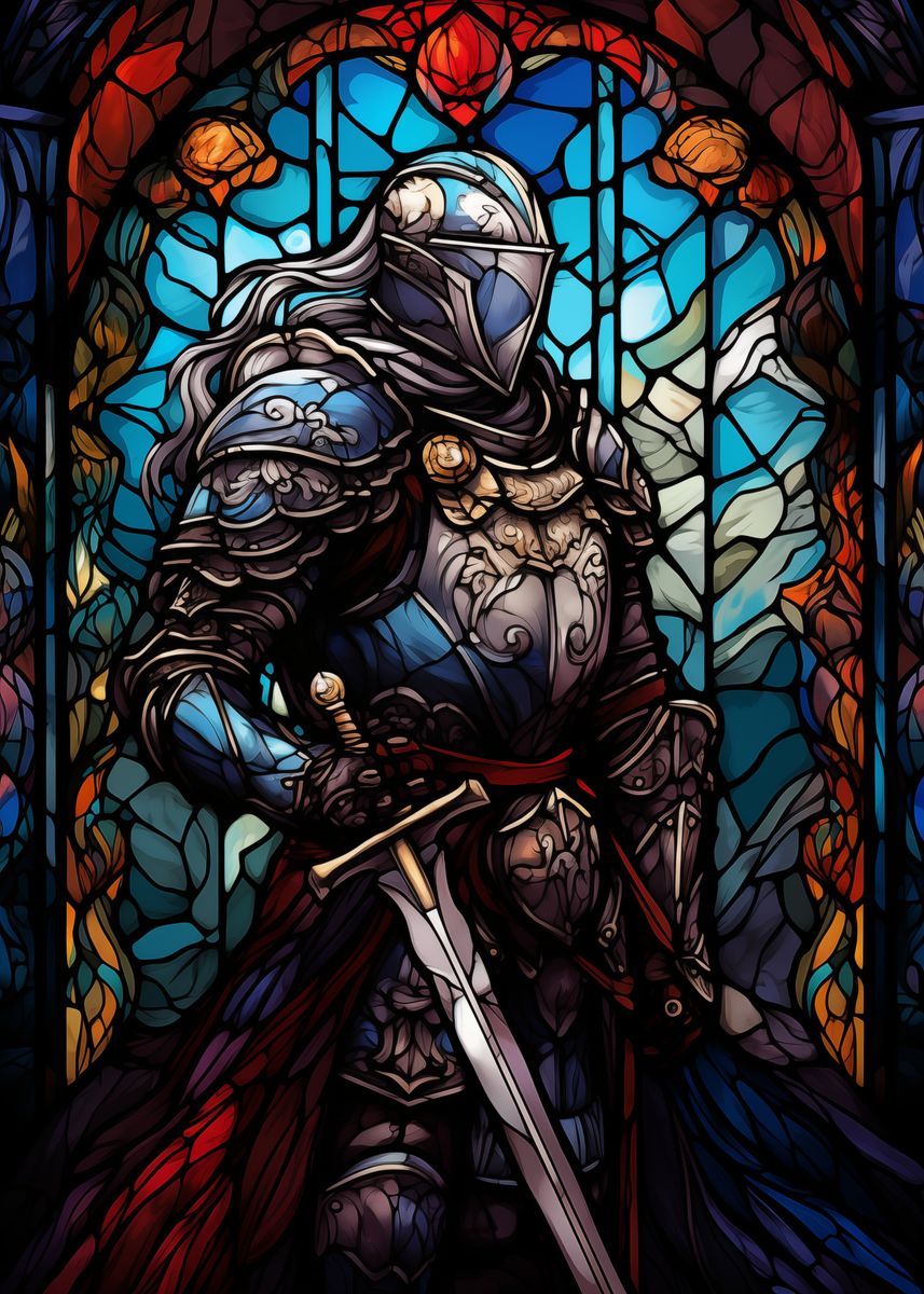 'Stained Glass Paladin' Poster, picture, metal print, paint by Danan Putra | Displate