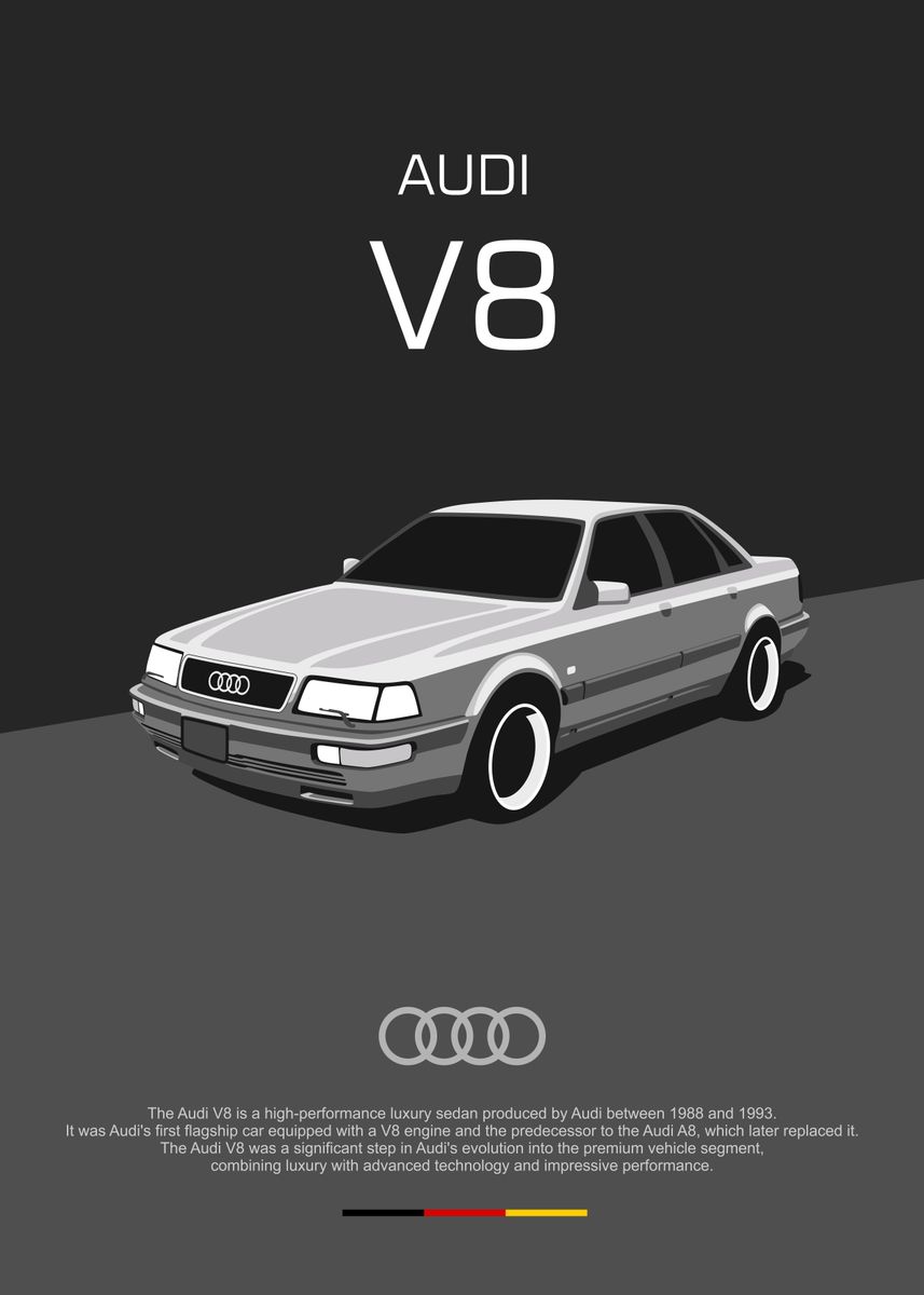'Audi V8' Poster, picture, metal print, paint by Muezzahero | Displate
