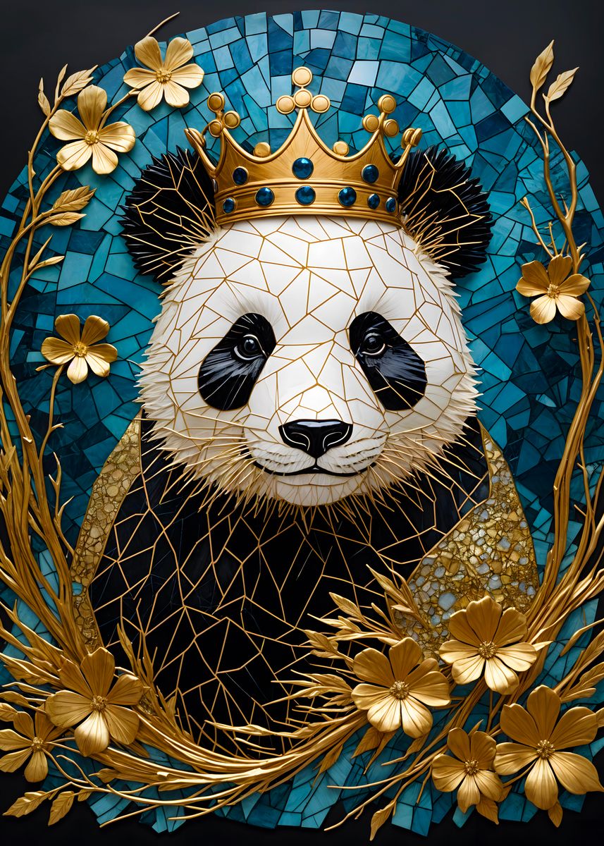 'Panda Kintsugi Art' Poster, picture, metal print, paint by Illust Artz | Displate