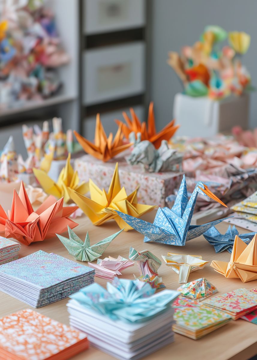 'Origami Paper Cranes' Poster, picture, metal print, paint by Rawbin ...