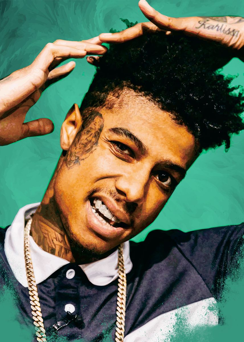 'Blueface Rapper Portrait' Poster, picture, metal print, paint by Micho ...