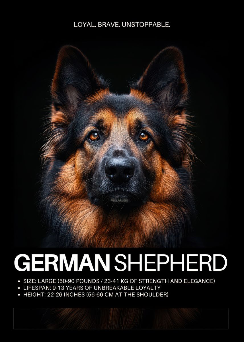 'Beautiful German Shepherd Portrait' Poster, picture, metal print ...