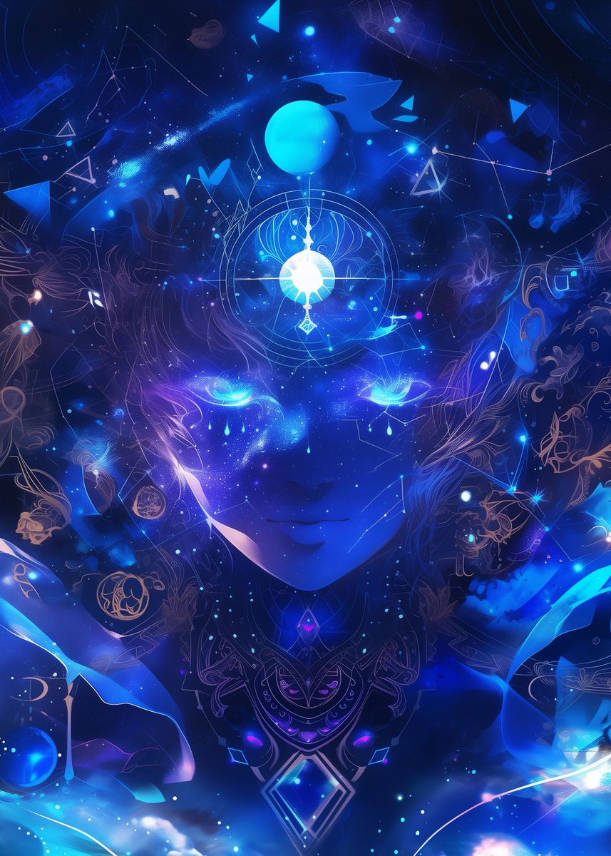 'Celestial Anime Girl' Poster, picture, metal print, paint by Luna Echo ...