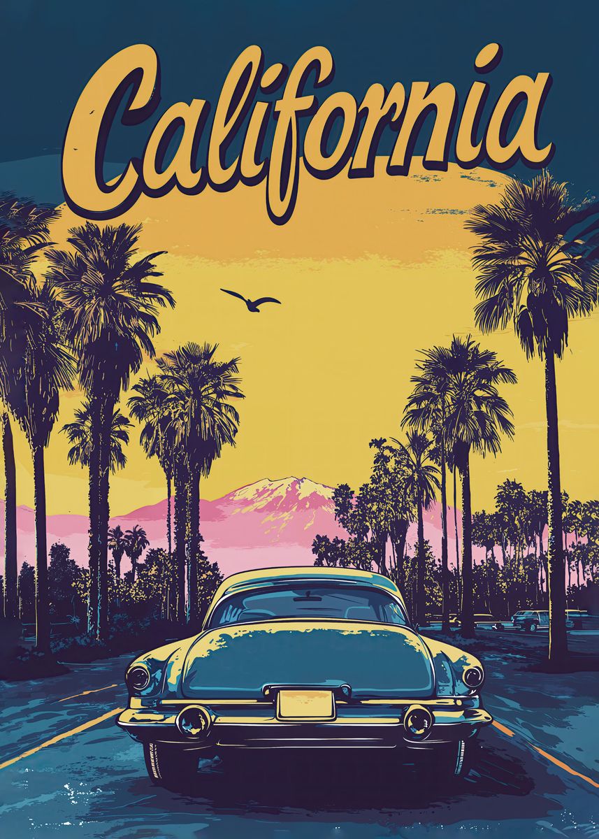 'California Sunset Drive' Poster, picture, metal print, paint by ...