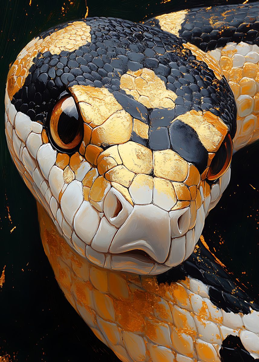 'Golden Snake Portrait' Poster, picture, metal print, paint by artflows ...