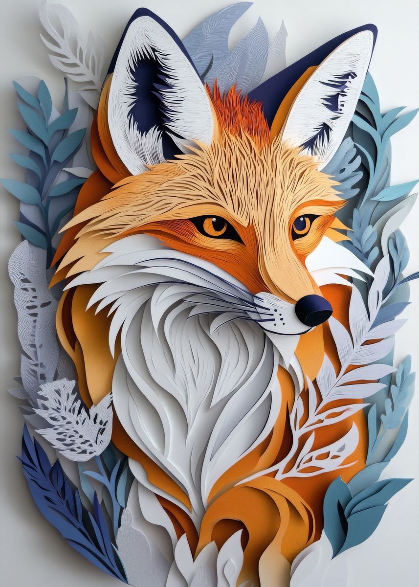 'Papercut Fox Portrait' Poster, picture, metal print, paint by Mason ...