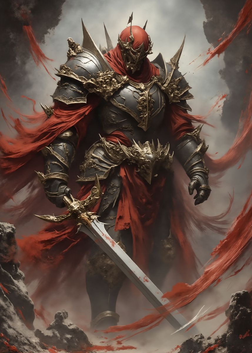 'Dark Knight Warrior' Poster, picture, metal print, paint by Krzysztof ...