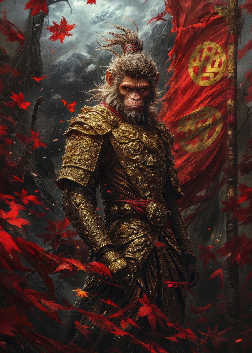 'Sun Wukong The Monkey King ' Poster, picture, metal print, paint by Magic Galaxy | Displate