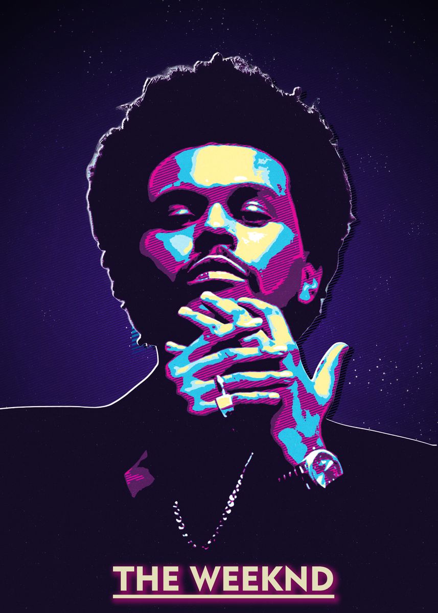 'The Weeknd Retro Poster' Poster, picture, metal print, paint by ...