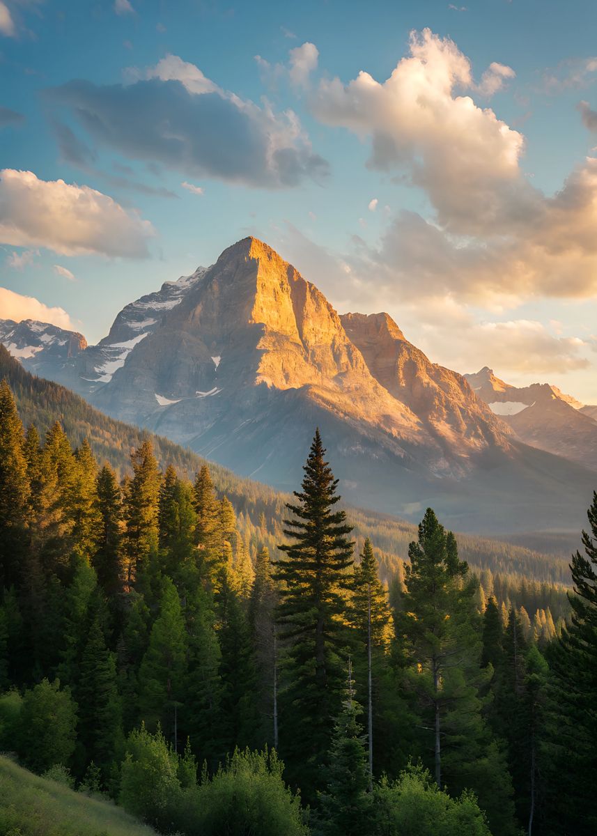 'Mountain Sunset Landscape' Poster, picture, metal print, paint by ...