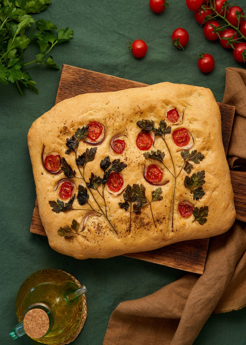 'Homemade Focaccia Bread' Poster, picture, metal print, paint by ...
