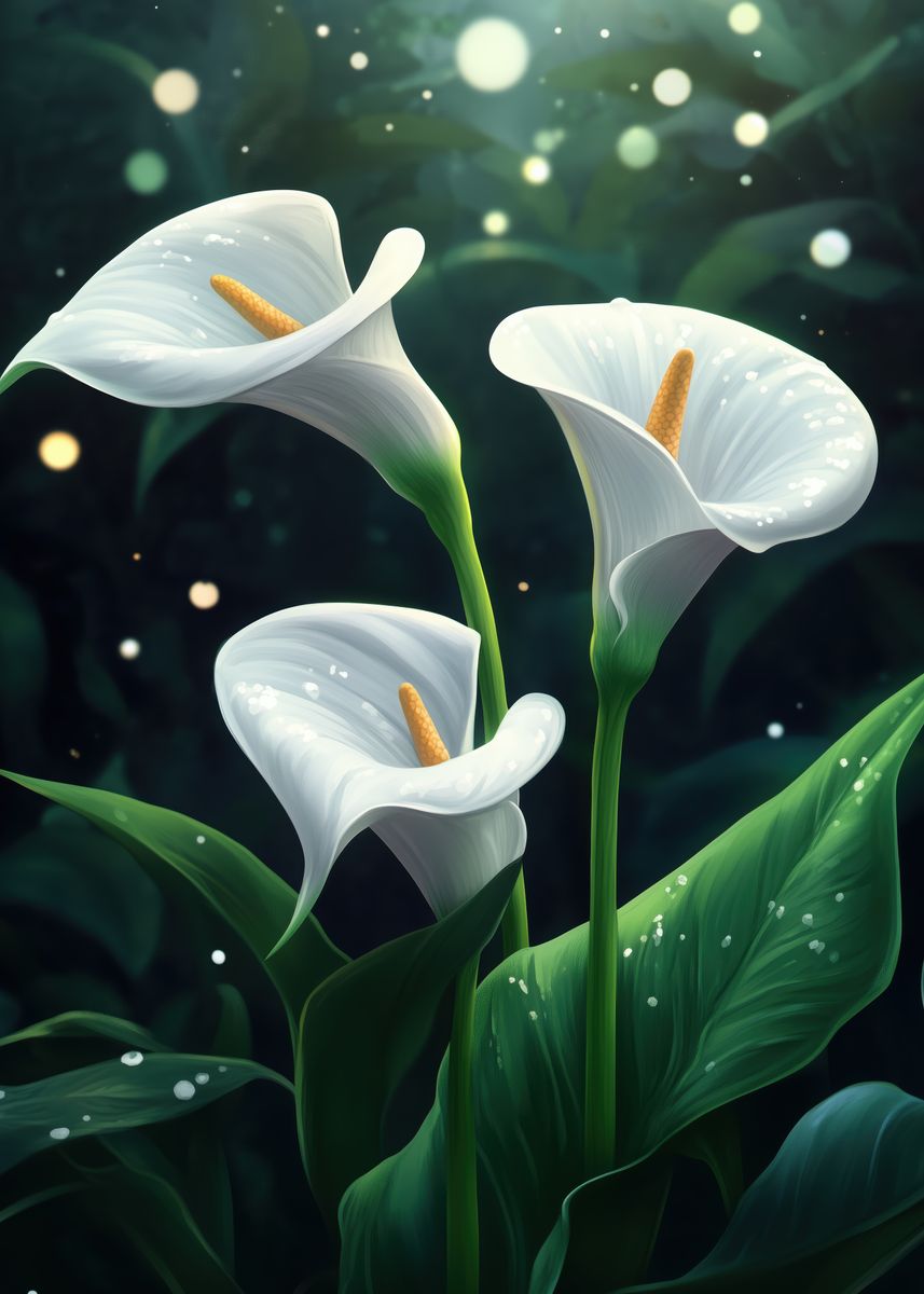 'White Calla Lilies' Poster, picture, metal print, paint by Rawbin ...