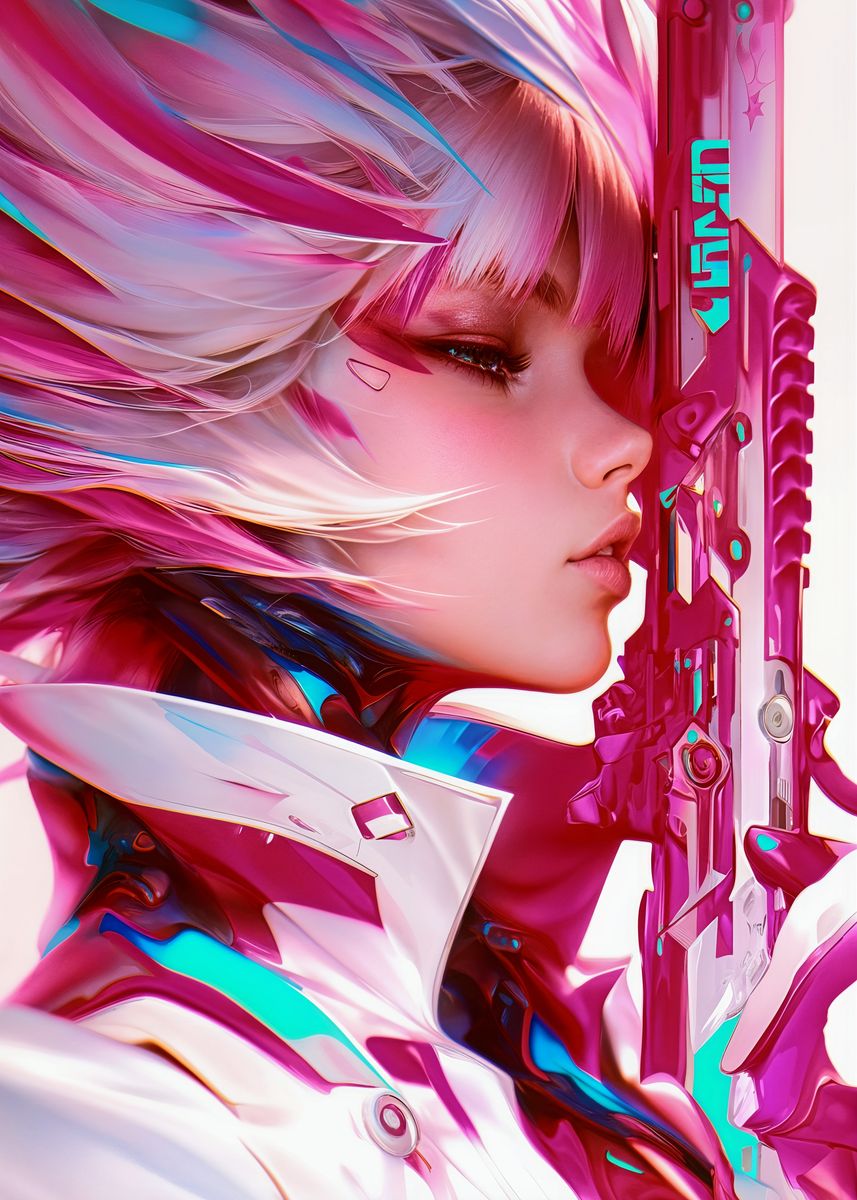 'Cyberpunk Angel Girl' Poster, picture, metal print, paint by ...