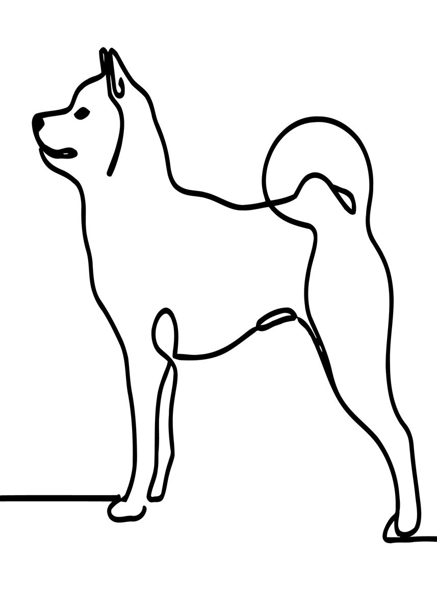 'One Line Dog Art' Poster, picture, metal print, paint by Mindlines ...