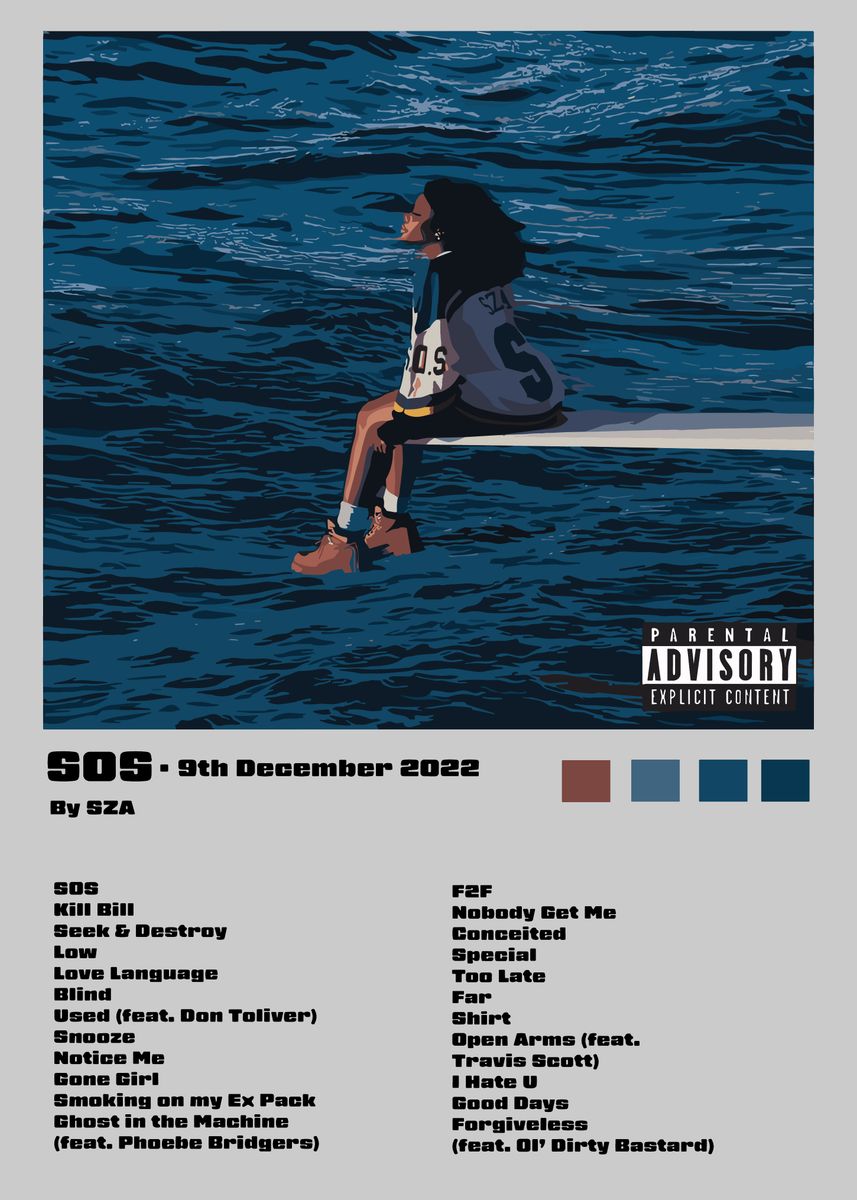 'SZA SOS Album Cover' Poster, picture, metal print, paint by bodiljane ...