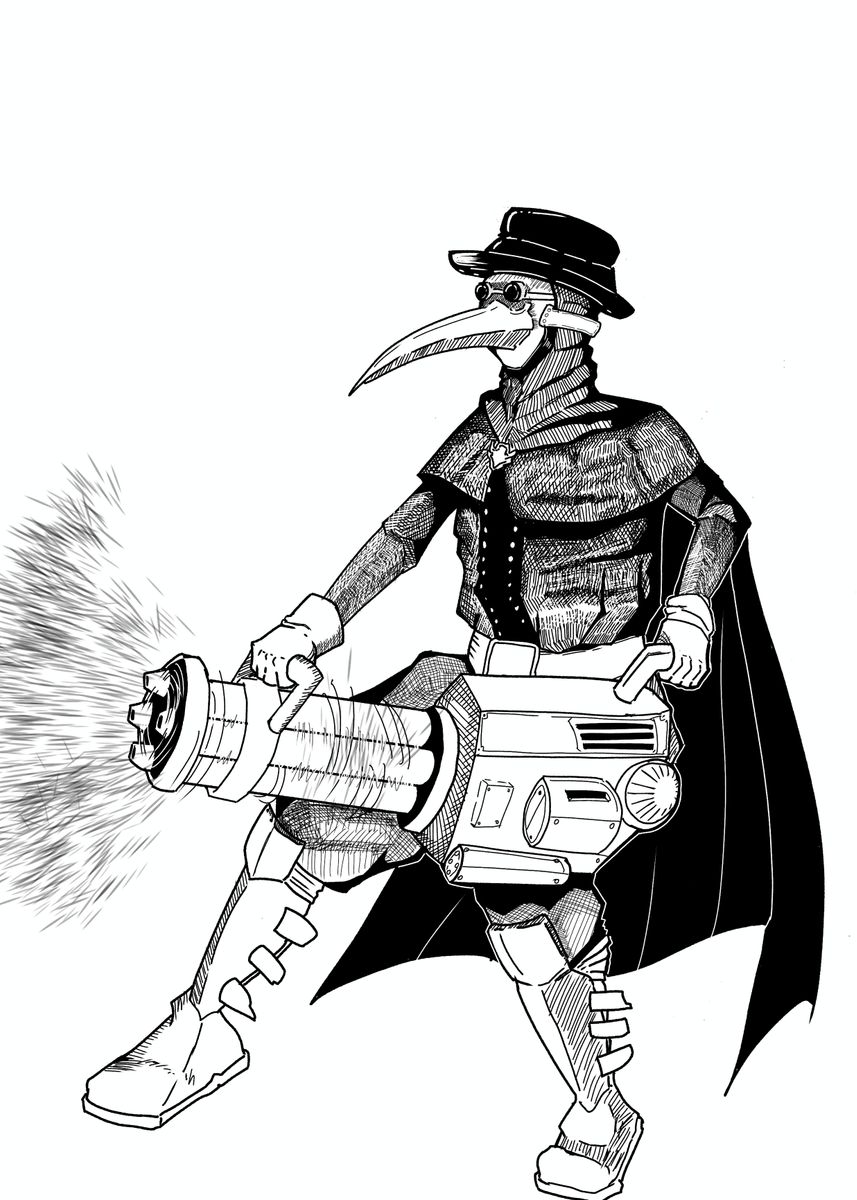 'Plague Doctor with Gun' Poster, picture, metal print, paint by Aaron ...