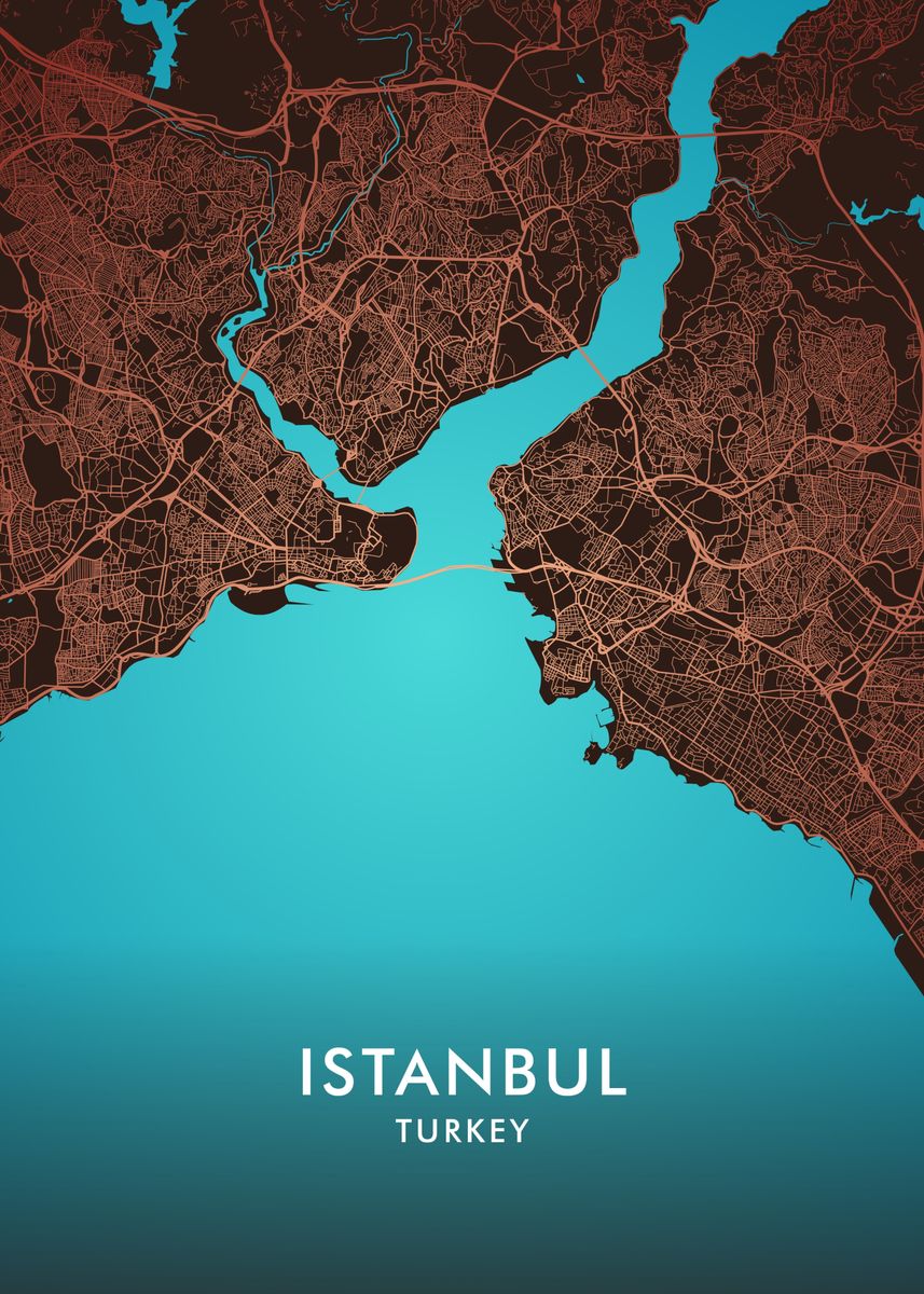 'Istanbul City Map' Poster, picture, metal print, paint by Miracle ...