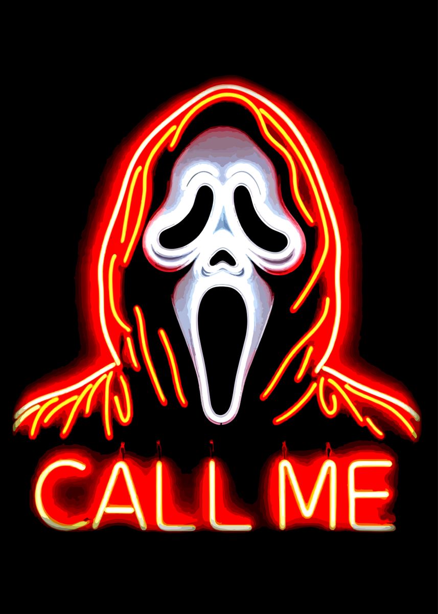 'Ghostface Neon Sign' Poster, picture, metal print, paint by PIECEE ...