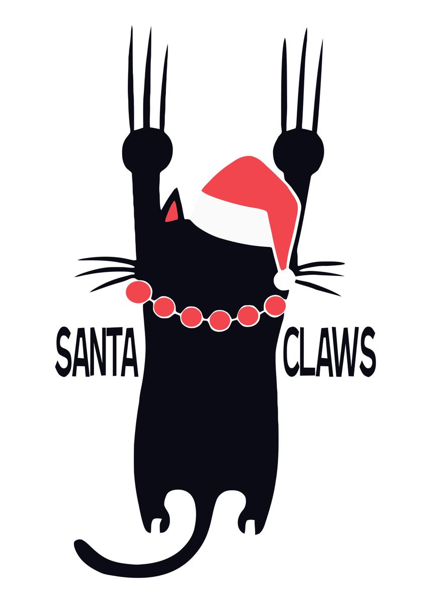 'Santa Claws Cat' Poster, picture, metal print, paint by Ba Ab | Displate